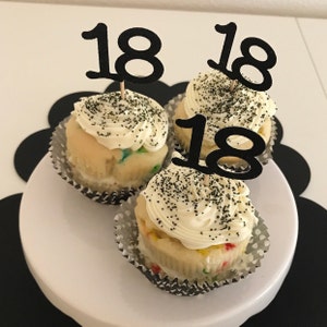 Glitter 18 Cupcake Toppers, 18 Years Old, 18th Birthday, Happy Birthday ...