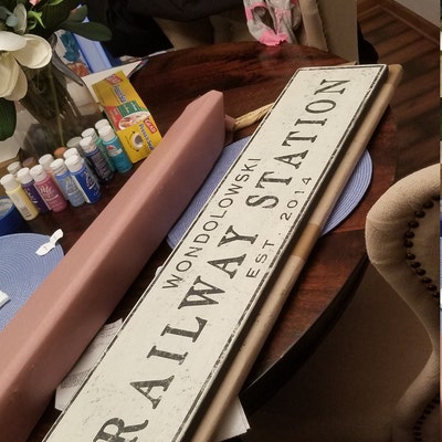 Custom Railway Station Wood Sign Hand Made Wooden Antique Train Decor ...