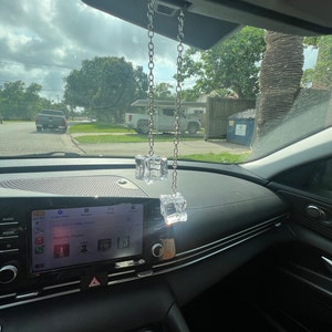 Ice Cube Rear View Mirror Hangers With Hot Pink Sparkle Hearts and ...