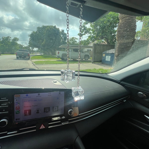 Baby Pink Fuzzy Dice With Silver Chrome Gems and Chain or Cord / Car ...