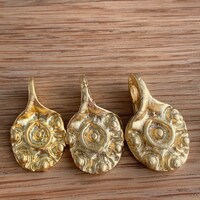 Gold Pinched Drop Paddle Beads, Mykonos Greek Beads, Organic Metal ...