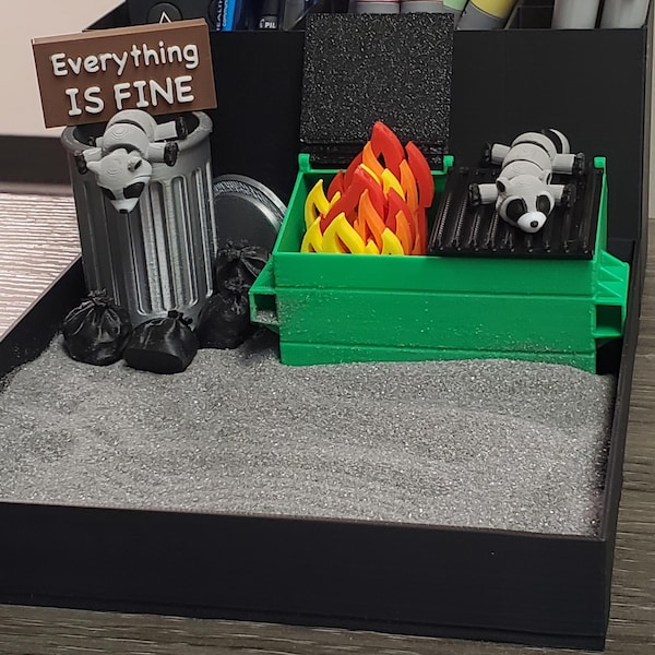 Dumpster Fire Zen Garden, Mini Desk Decor, Sensory Calming Sand Garden ...