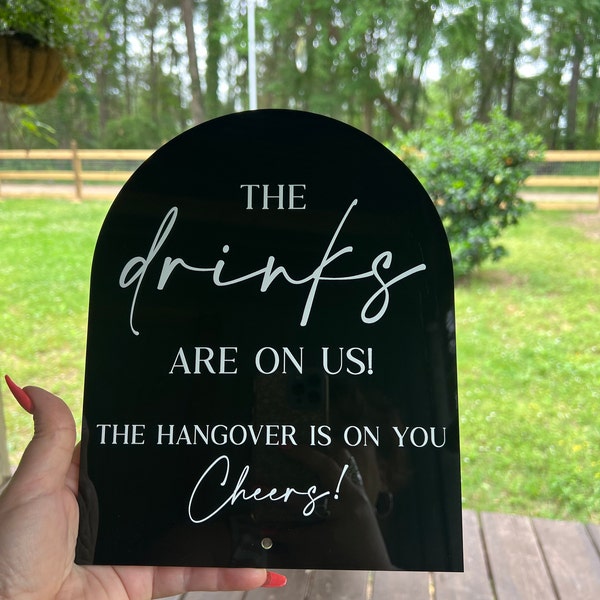 The Drinks Are on Us Acrylic Sign, the Drinks Are on Us the Hangover is ...