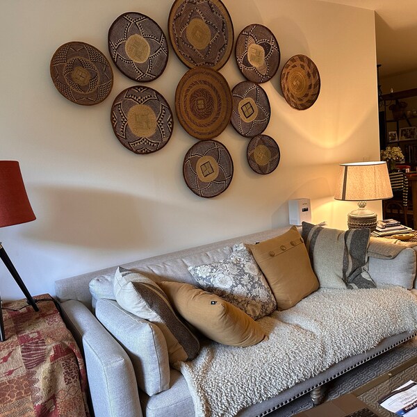 African Basket Set of 6, African Wall Binga Baskets, Tonga Wall Basket ...