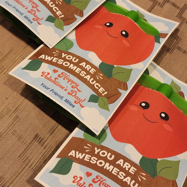 Applesauce Kids Valentine Printables, Awesomesauce, Classroom Valentine ...