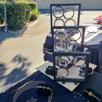 Rotating Display Stand, 3 Tier Wooden Organizer, 4-sided Display Rack ...