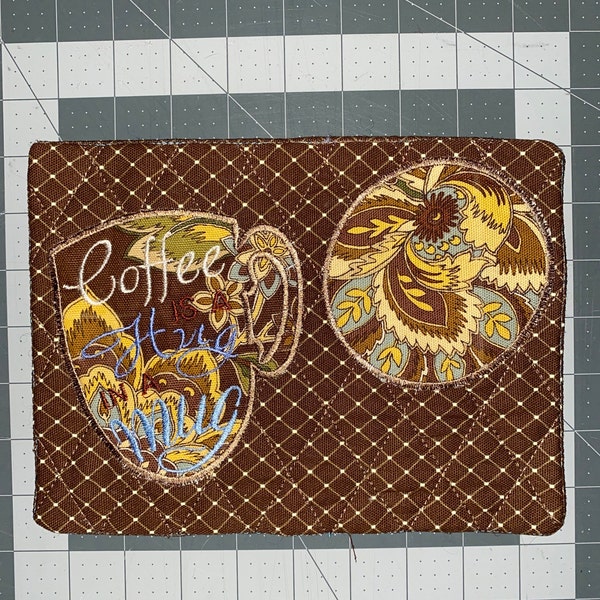 In the Hoop Coffee Cup Mug Rug Embroidery Design - Etsy