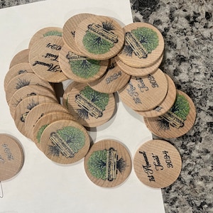 Custom Wooden Nickels Wood Coins Round Tuits Drink Tokens Bar Chips - Etsy