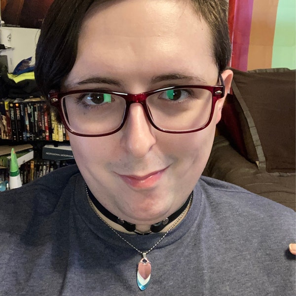 Transgender Pride Pendant Necklace, Chainmail Scale Pendant, Trans ...