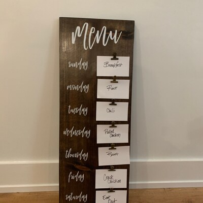 Meal Plan Menu Board Weekly Dinner Sign Script/ Bouncy Font - Etsy