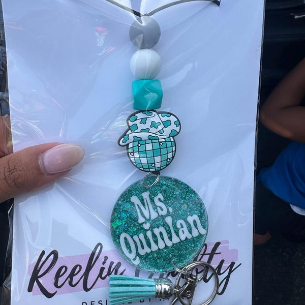 Leopard Disco Cowboy Hat Lanyard and Pen Set Teacher Badge ID Holder ...