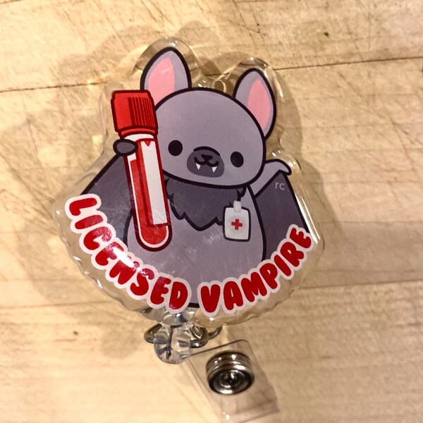 Licensed Vampire Acrylic ID Badge Reel for Phlebotomists, Phlebotomy ...