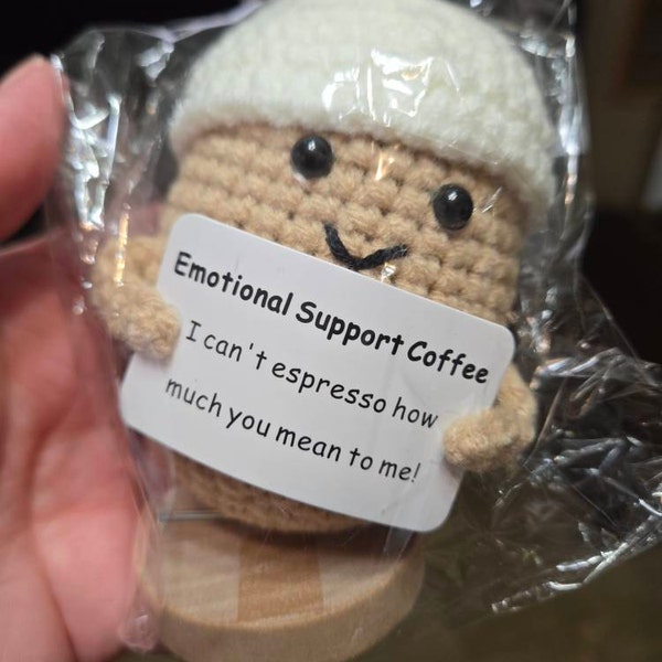 Crochet Coffee Bean Coffee Cup: Handmade Emotional Support Desk Buddy ...