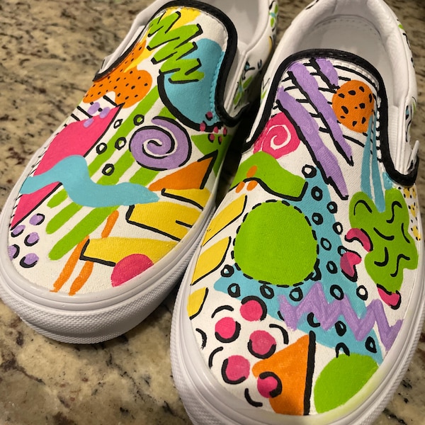 90s Inspired Hand Painted High Top Shoes - Etsy