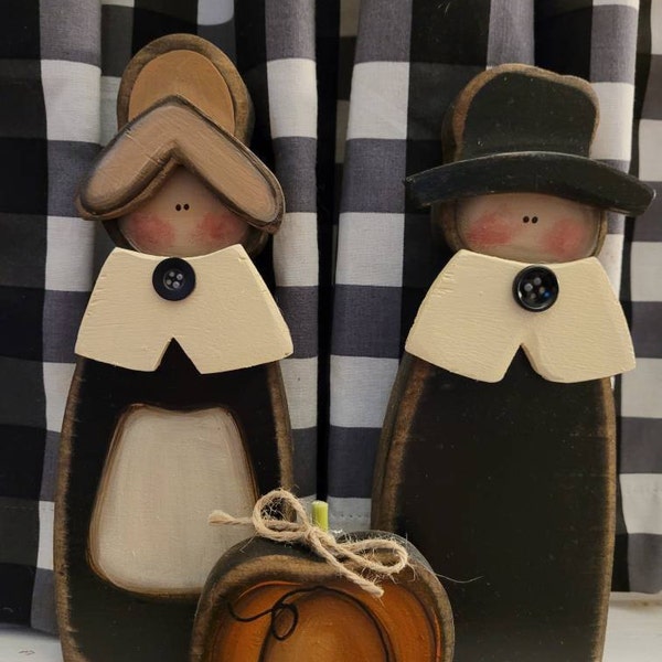 Wood Pilgrim Set/tabletop/ 3 Piece Set/8" Tall/ Made PER Order NOT ...