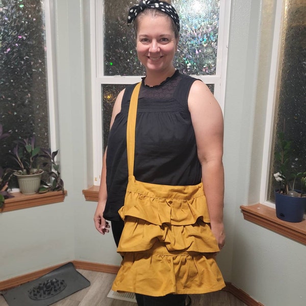 Chocolate Cotton Twill Ruffle Purse, Custom Made Messenger Bag - Etsy