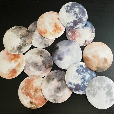Fascinating Moon Stickers 12pcs Full Moon Beautiful Galaxy - Etsy