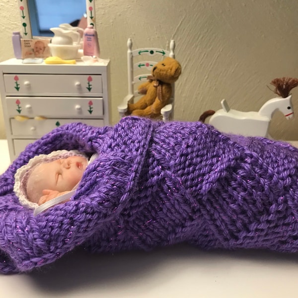 Hand Knit Baby Doll Blanket Handmade/doll House Blanket /doll Stroller ...