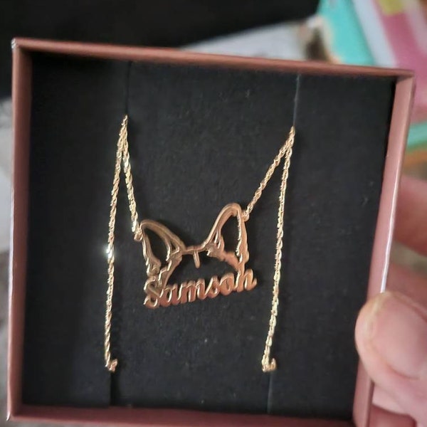 Dog Name Necklace, Design Dog Ears Necklace, Christmas Gift, Pet ...