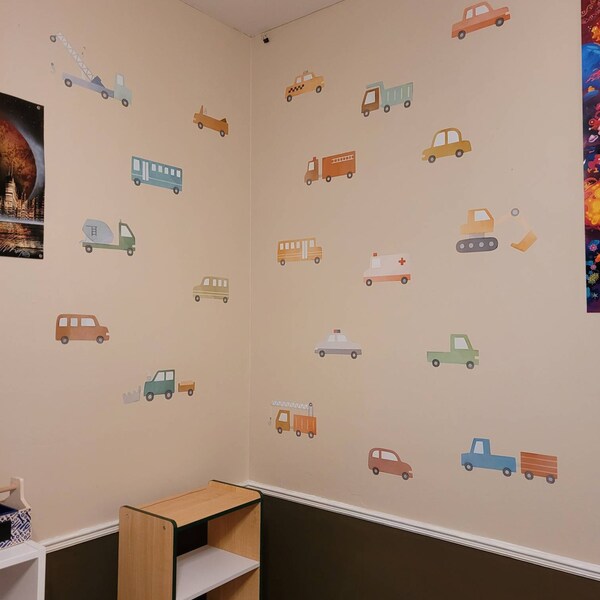 Car and Truck Wall Decals Nursery Decor, Watercolor Wall Art, Kids Room ...