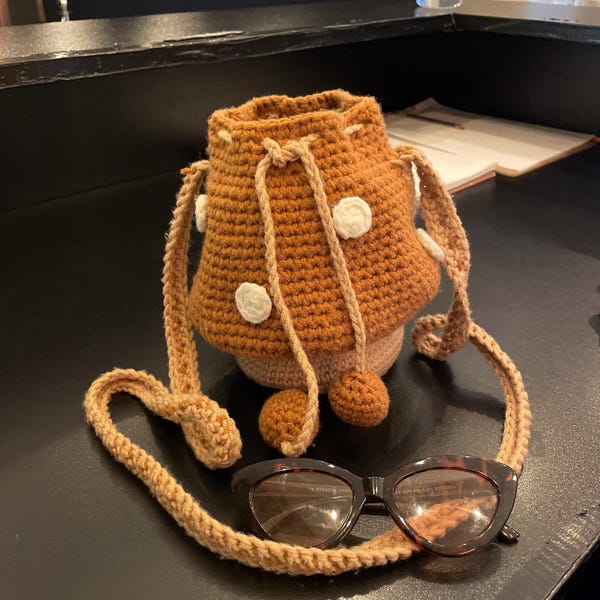 Crochet Mushroom Crossbody Bag, Handmade Mushroom Bag, Knitted Mushroom ...