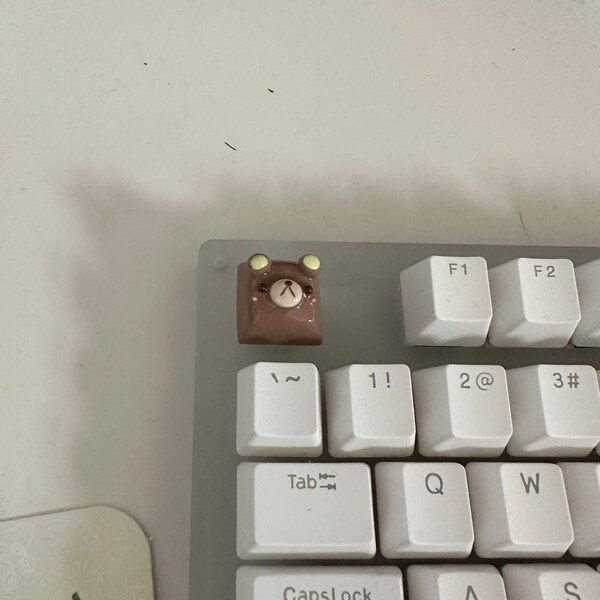 Brown and White Bear Keycap | Artisan Keycap - Etsy