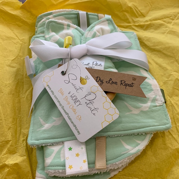 Once Upon A Time Baby Gift Set, Bib and Burp Cloth, Crinkle Tag Lovey ...