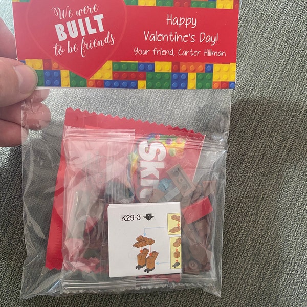 We Were Built to Be Friends Valentine Building Block Treat Bag Topper ...