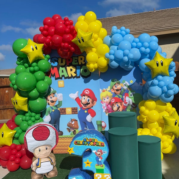 Cartoon Super Mario Bros Double-sided Arch Backdrop Wall for Newborn ...