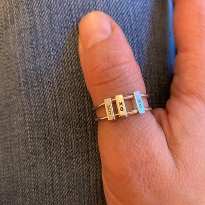 Fidget Three Bars Double Rings Playful Ring Sterling Silver - Etsy