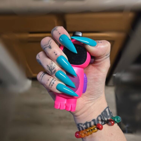 New***aqua Goth- Aqua Turquoise Blue Ombré Gothic Witchy Nails/blue ...