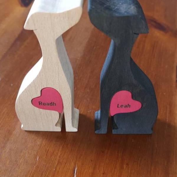 Personalised Wooden Sheep Figurines, 5th Wedding Anniversary Gift for ...
