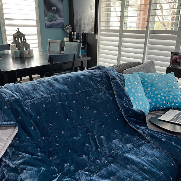 Midnight Blue Silk Quilt| Mulberry Silk and Silk Velvet Comforter Set ...
