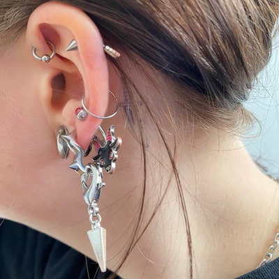 Star Link Earrings Grunge Jewelry Hypoallergenic Y2k Goth Edgy Alt ...