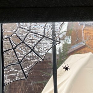 Spider's Web and Spider Made From Stained Glass to Fit in the Corner of ...