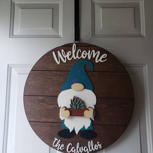 Gnome Welcome Sign/18 in Welcome Sign/home Decor/interchangeable Gnome ...