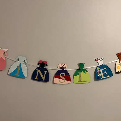 Princess Name Banner, Princess Dress Banner, Paper Princess Dress ...