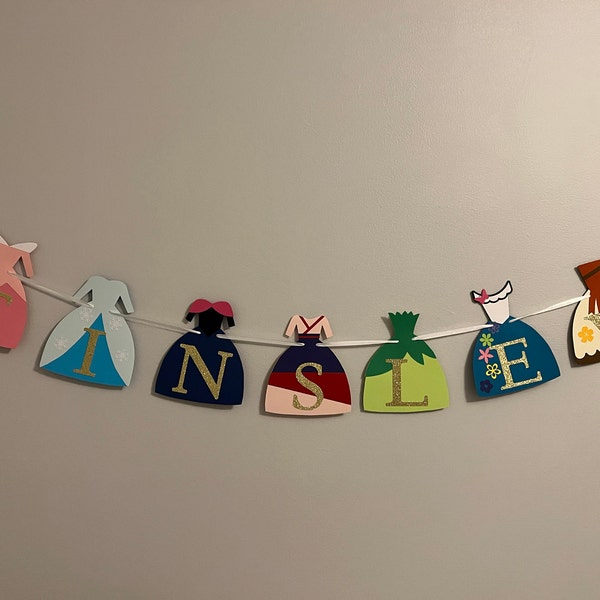 Princess Name Banner, Princess Dress Banner, Paper Princess Dress ...