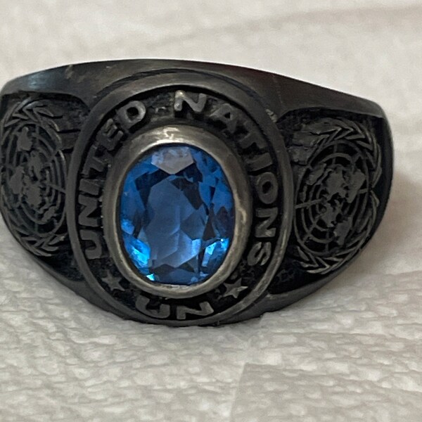 925 Sterling Silver Signet Ring, Logo Ring, United Nations Ring ...