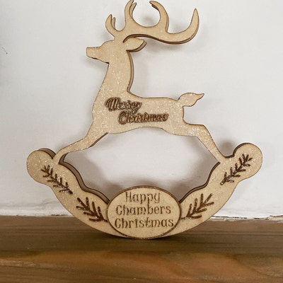 Customizable Rocking Reindeer Christmas Ornament and Freestanding ...