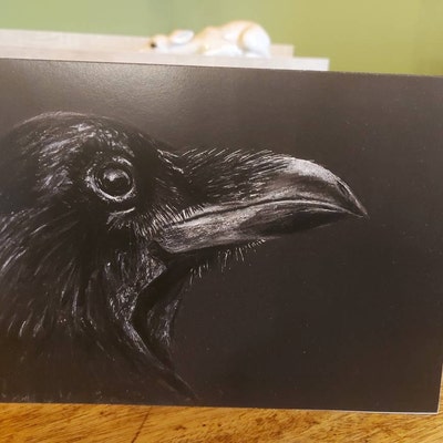 Carrion Crow Portrait facing Left A4 Art Print - Etsy