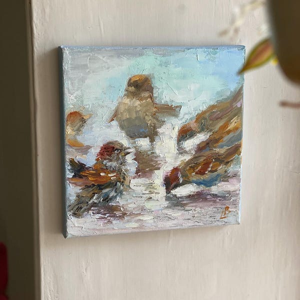 Red Cardinal Oil Painting Red Bird Colorful Pet Animal Wild Winter ...