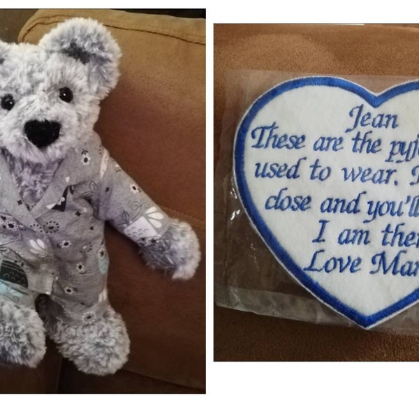 Personalised Heart Shaped Memory Embroidery Patch for a Memory Pillow Cushion or Bear This is ...