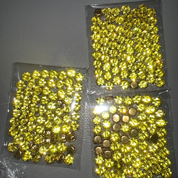 8mm Chaton Montees Rhinestones Gold Set-- Sew on Glass Crystal Beads ...