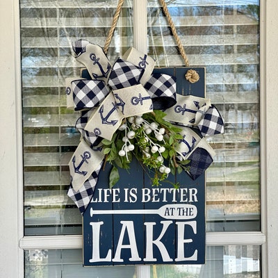 Welcome, Large Wooden Door Sign, Door Hanger, Farmhouse, Door Decor ...