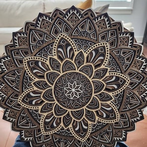 Wood Mandala, Wood Carving Wall Art, Multilayer Decor, Home Decor ...