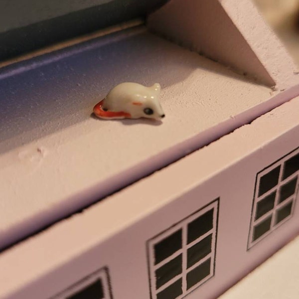 Cute Handmade Porcelain White Rat Mouse Statue | Dollhouse Mice ...