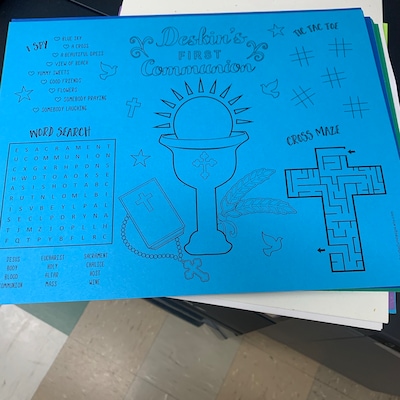 First Communion Coloring Activity Sheets, Holy Communion Favor ...