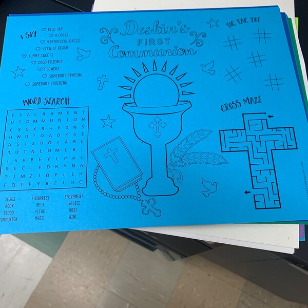 Personalized First Communion Coloring Activity Sheets, Holy Communion ...