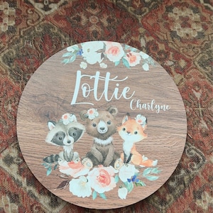 Wolf Birth Stat Sign Round Wood Birth Stat Sign Wilderness - Etsy